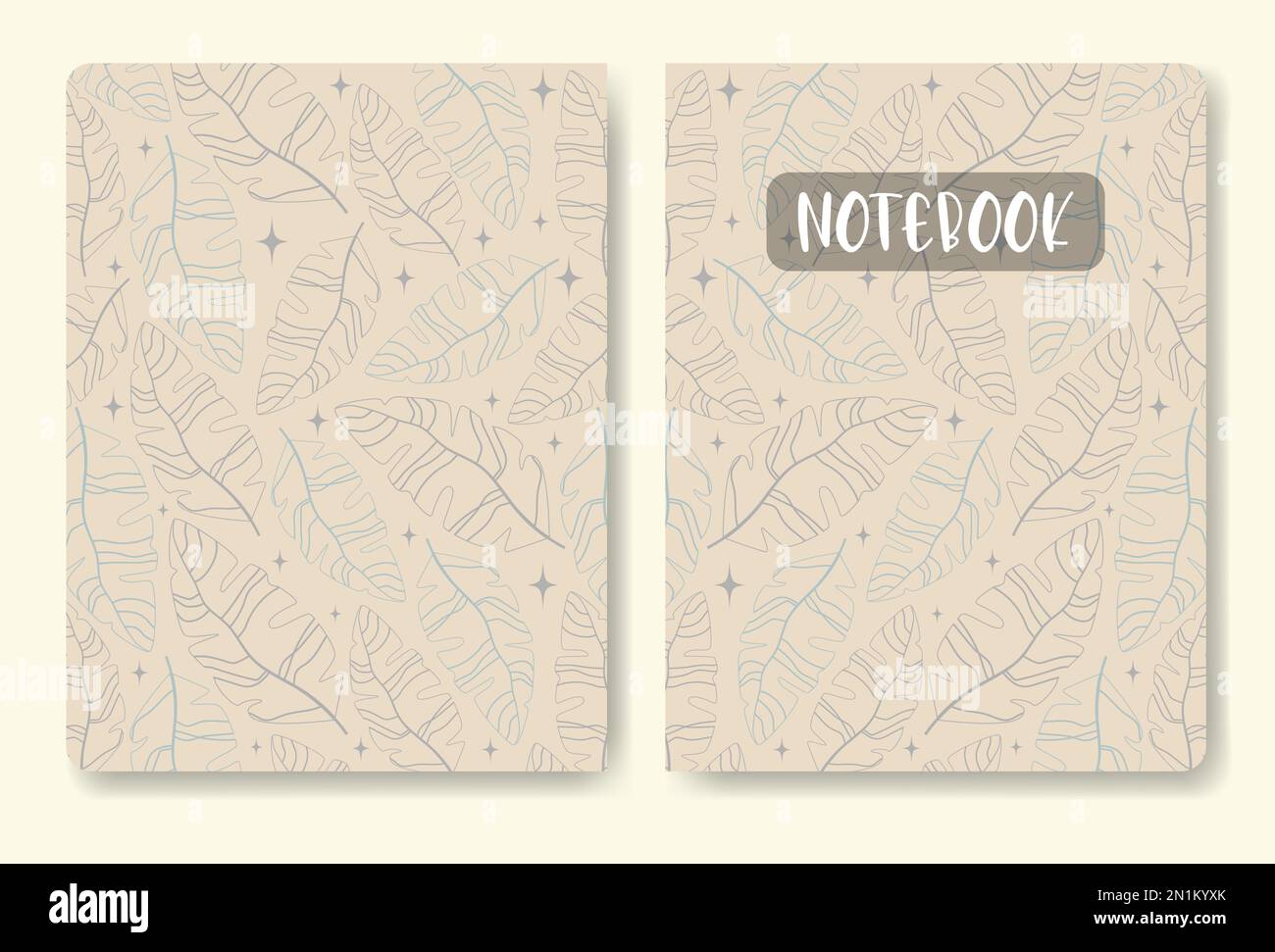 Abstract art leaves template for notebook cover. Nature environment ...