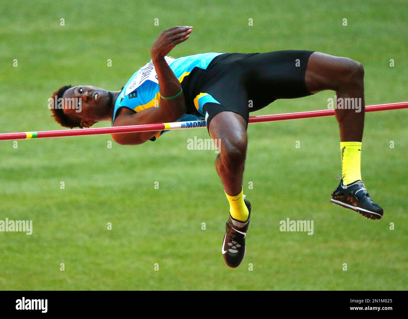 Bahamas' Donald Thomas competes in the men’s high jump qualification at ...