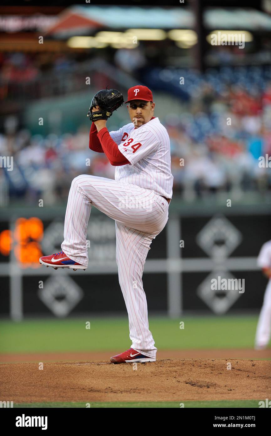 Philadelphia Phillies starting pitcher Aaron Harang throws during a ...