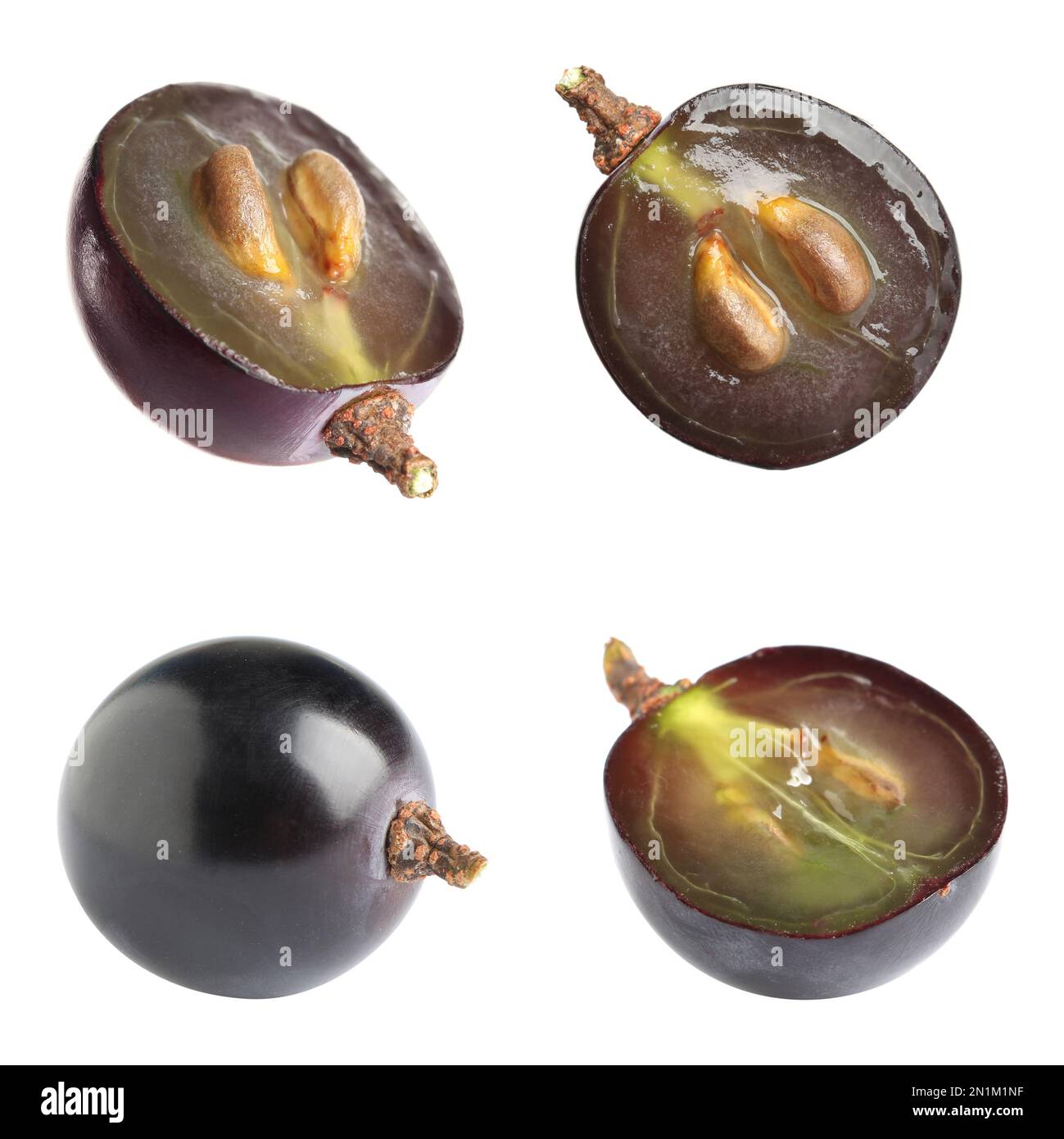 Set of cut and whole grapes on white background Stock Photo - Alamy