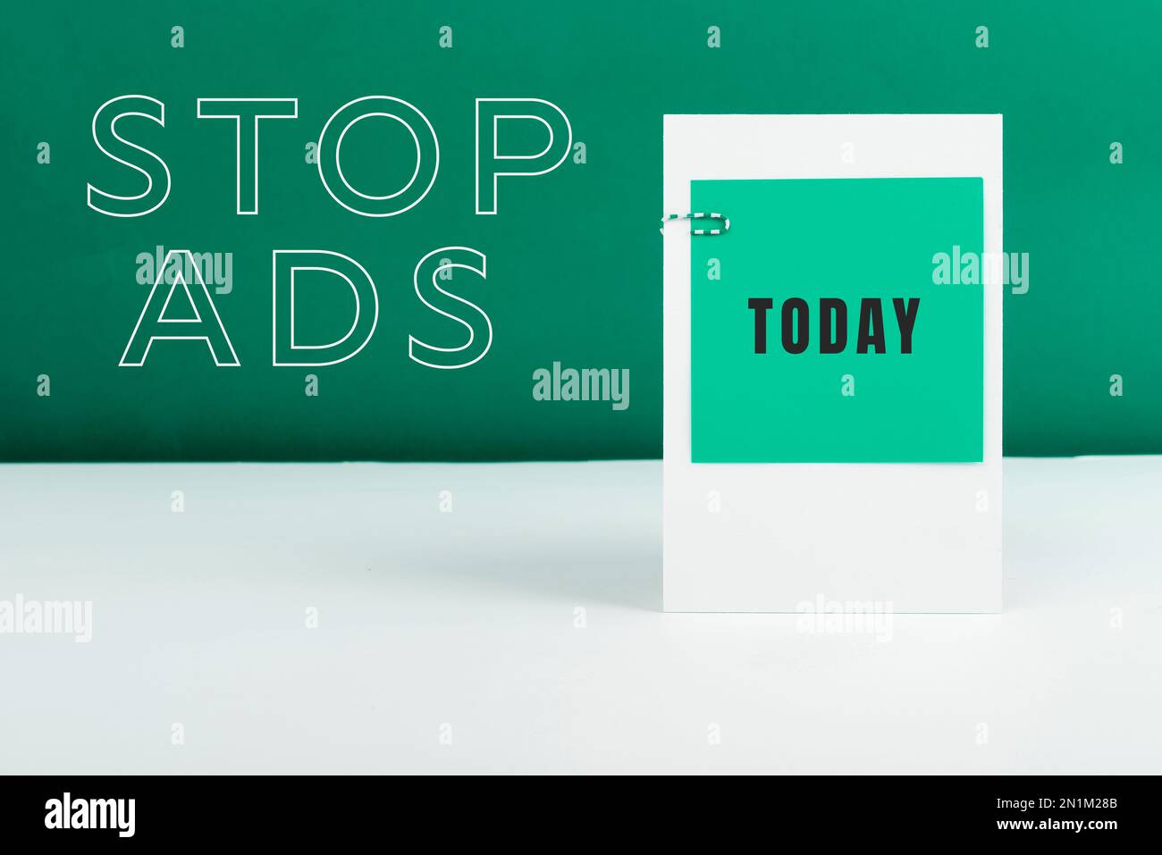 Sign displaying Stop Ads. Business approach program that will remove ...