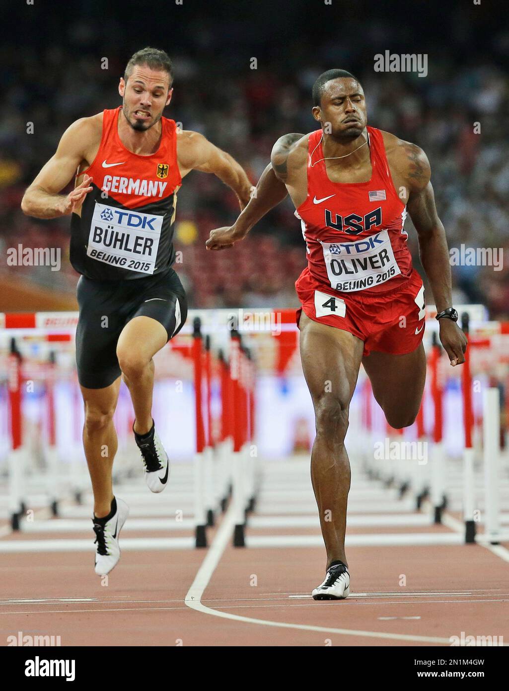United States' David Oliver, right, and Germany's Matthias Buehler ...