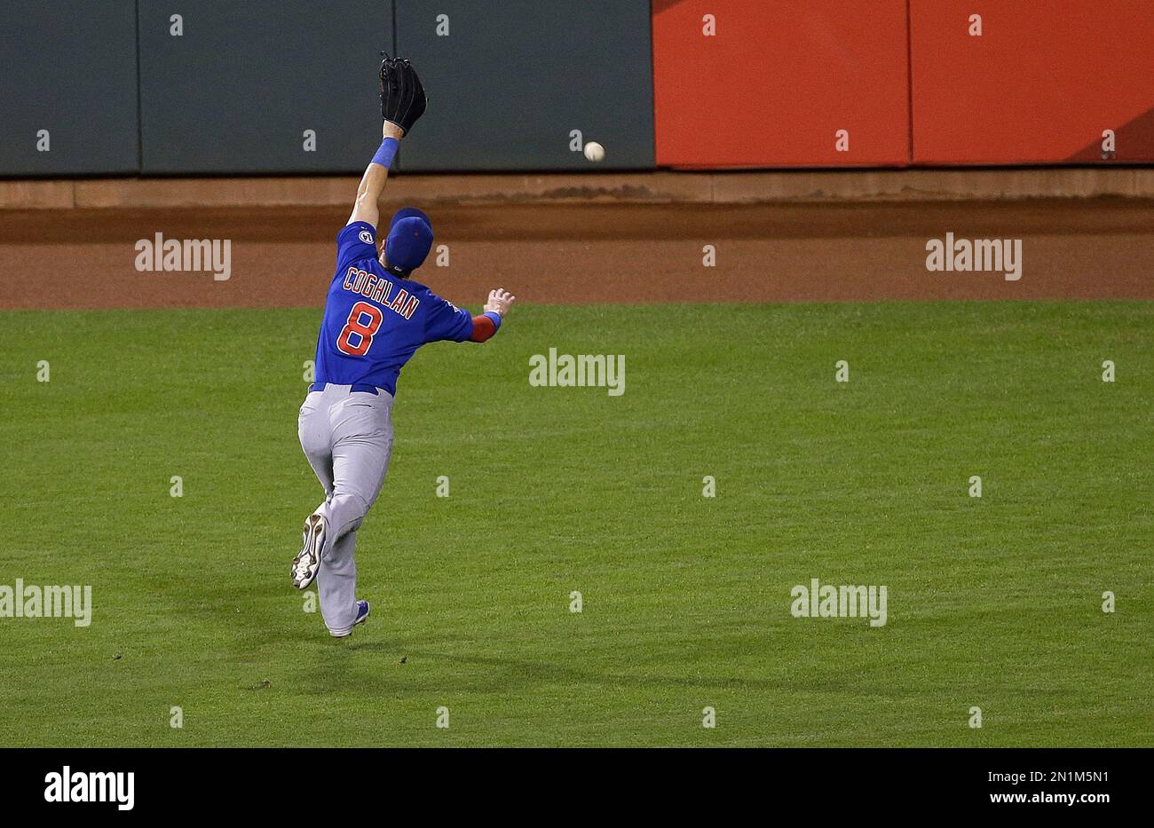 Chicago Cubs right fielder Chris Coghlan cannot catch an RBI double by ...
