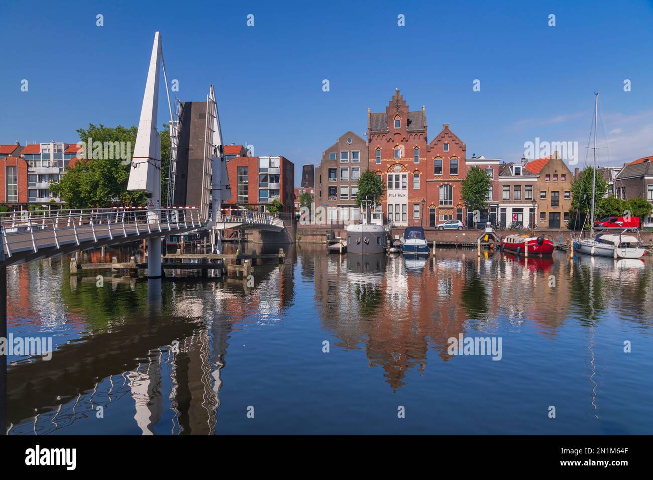 Holland, Rotterdam, The double drawbridge known as the VOC Bridge ...