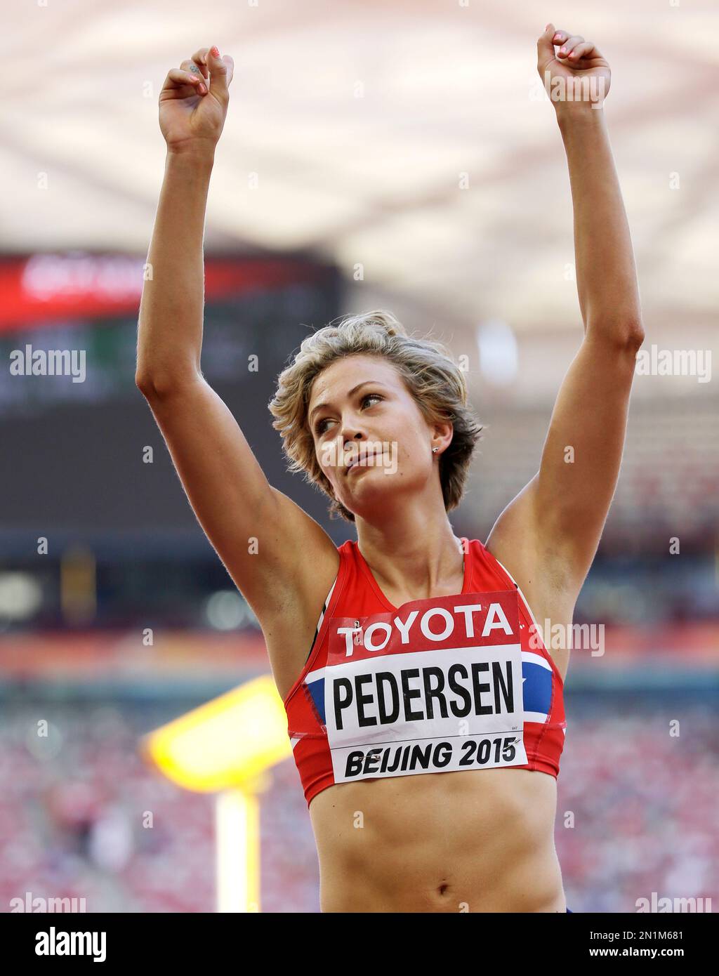 Norway's Isabelle Pedersen reacts after competing in a round one heat ...