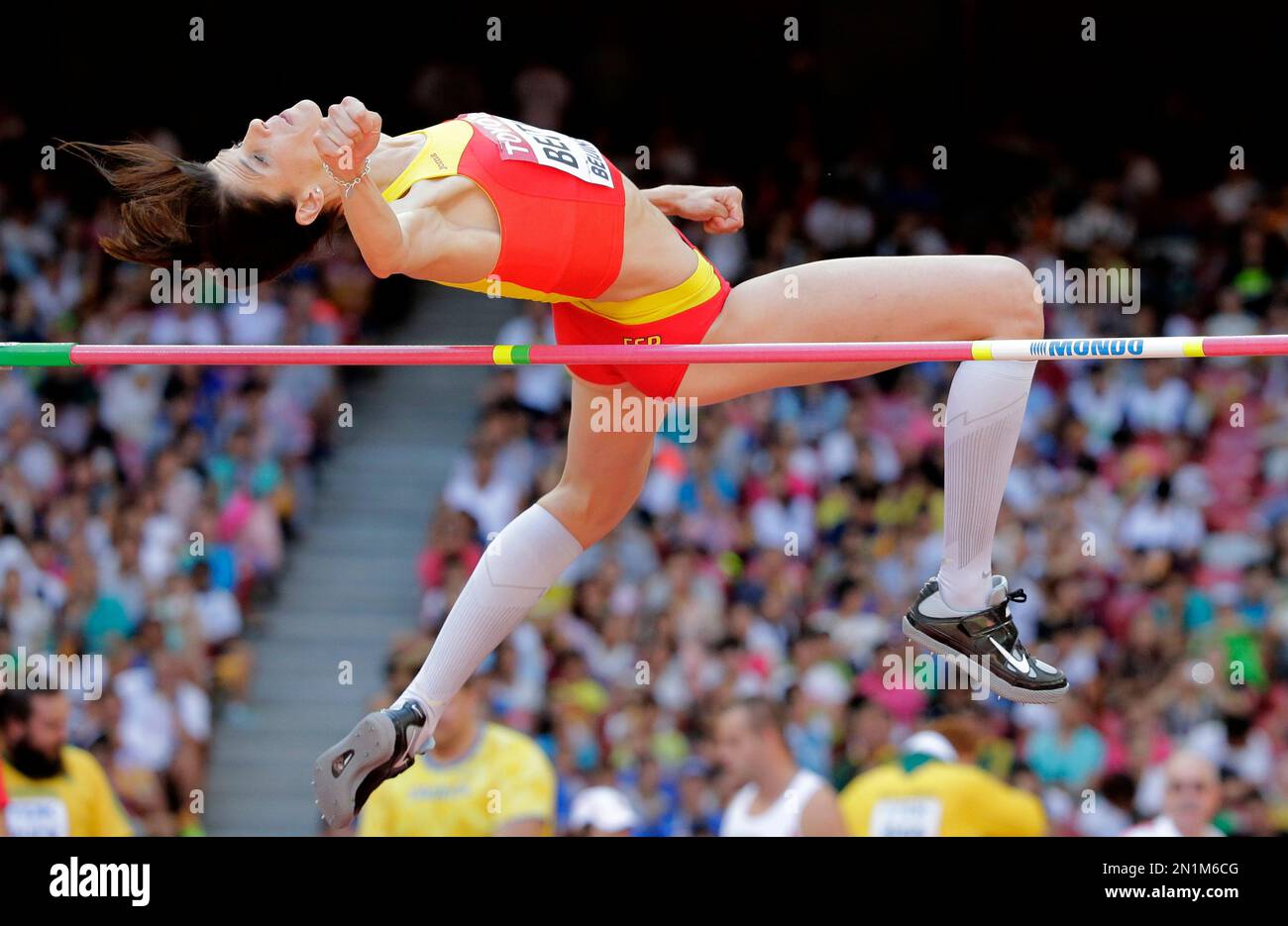 Spain's Ruth Beitia competes in the women's high jump qualification at ...