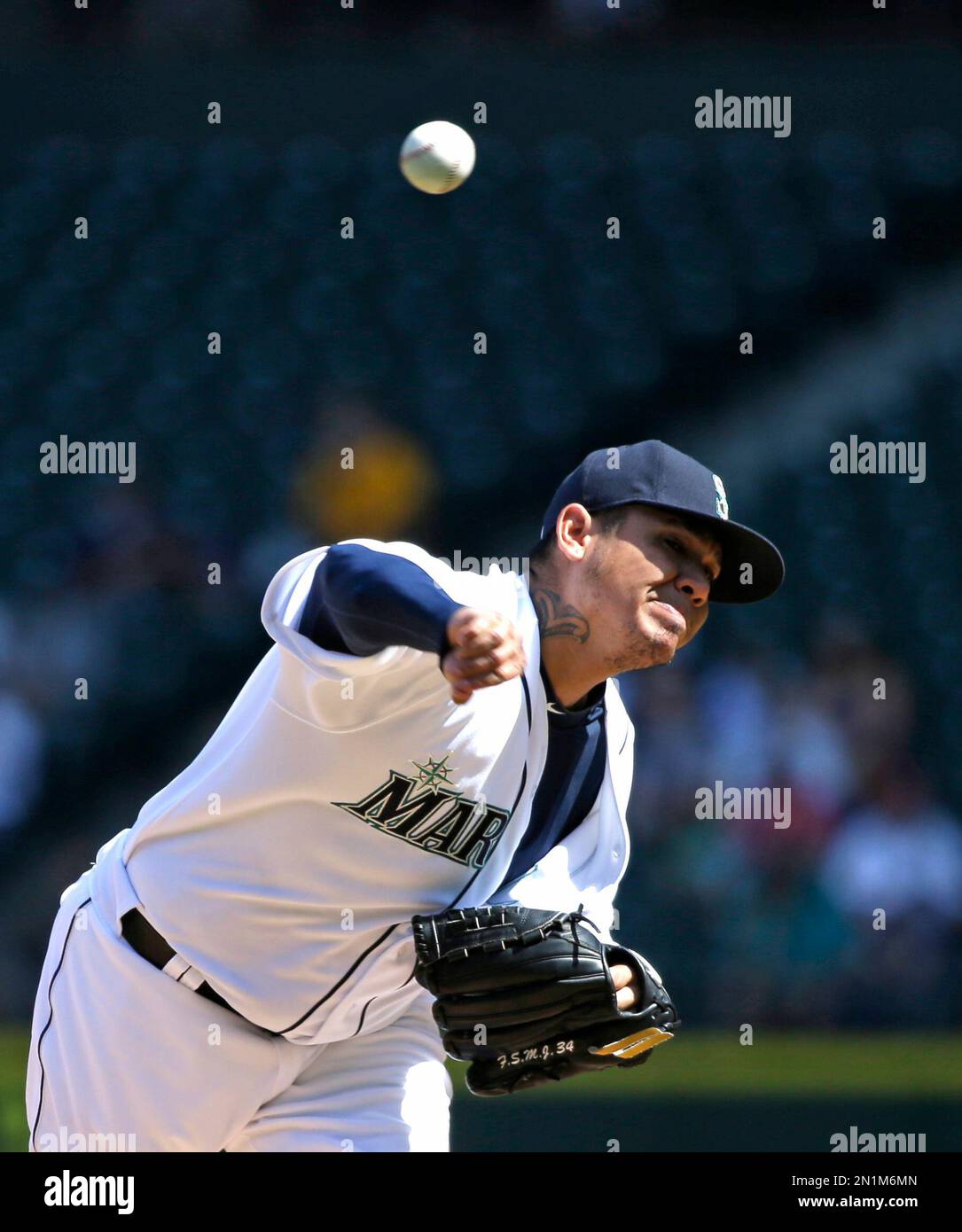 Seattle Mariners starting pitcher Felix Hernandez in action against the ...