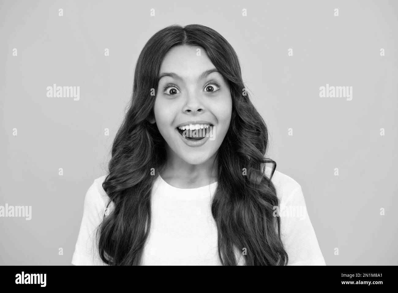 Amazed teen girl. Excited expression, cheerful and glad. Portrait of ...