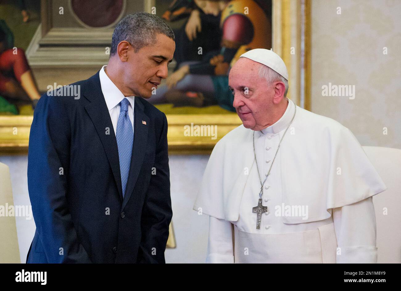 In this photo taken March 27, 2014, President Barack Obama meets with ...