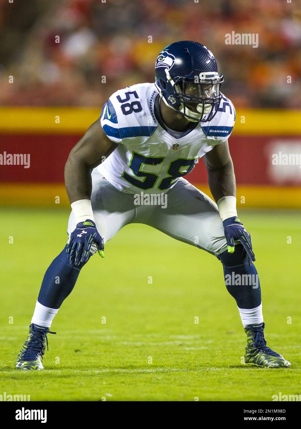 Seattle Seahawks linebacker Kevin Pierre-Louis (58) gets ready to ...