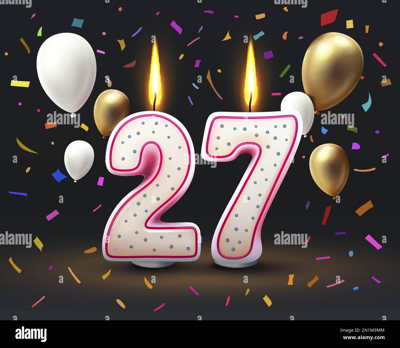 Happy Birthday years. 27 anniversary of the birthday, Candle in the ...