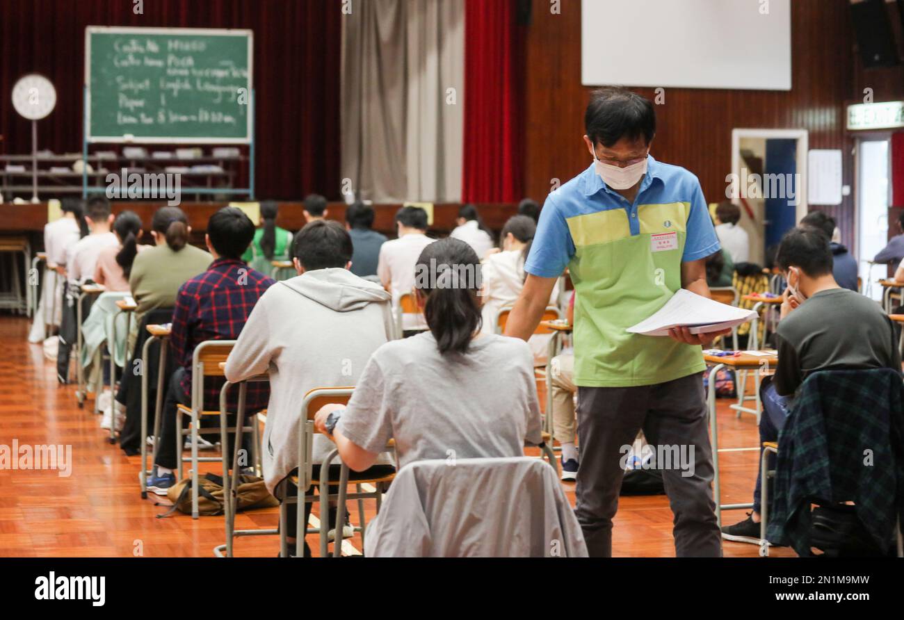 Students sit in the Diploma of Secondary Education (HKDSE) English ...