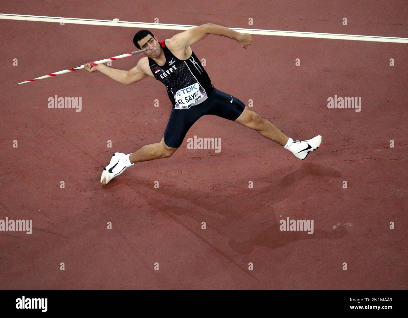 Egypt's Ihab Abdelrahman El Sayed competes in the men's javelin throw ...