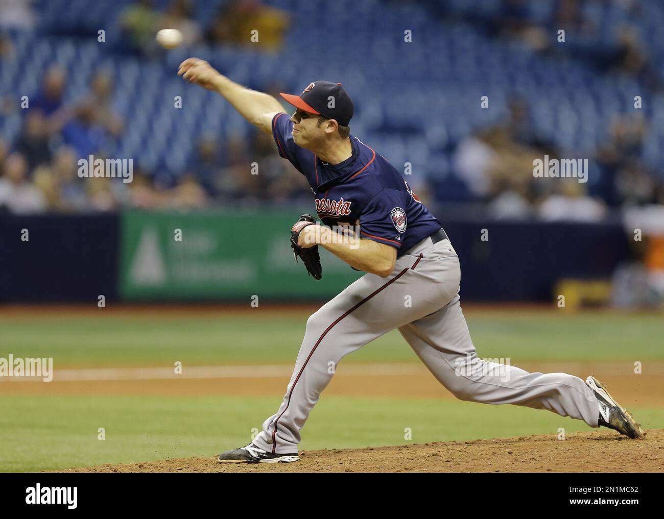 Minnesota Twins relief pitcher Casey Fien delivers to the Tampa Bay ...