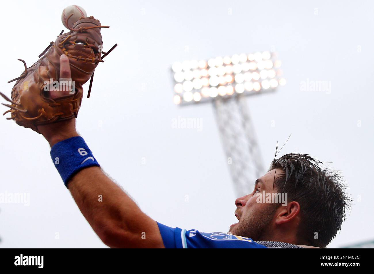 Kansas City Royals catcher Drew Butera can't handle this foul pop up ...