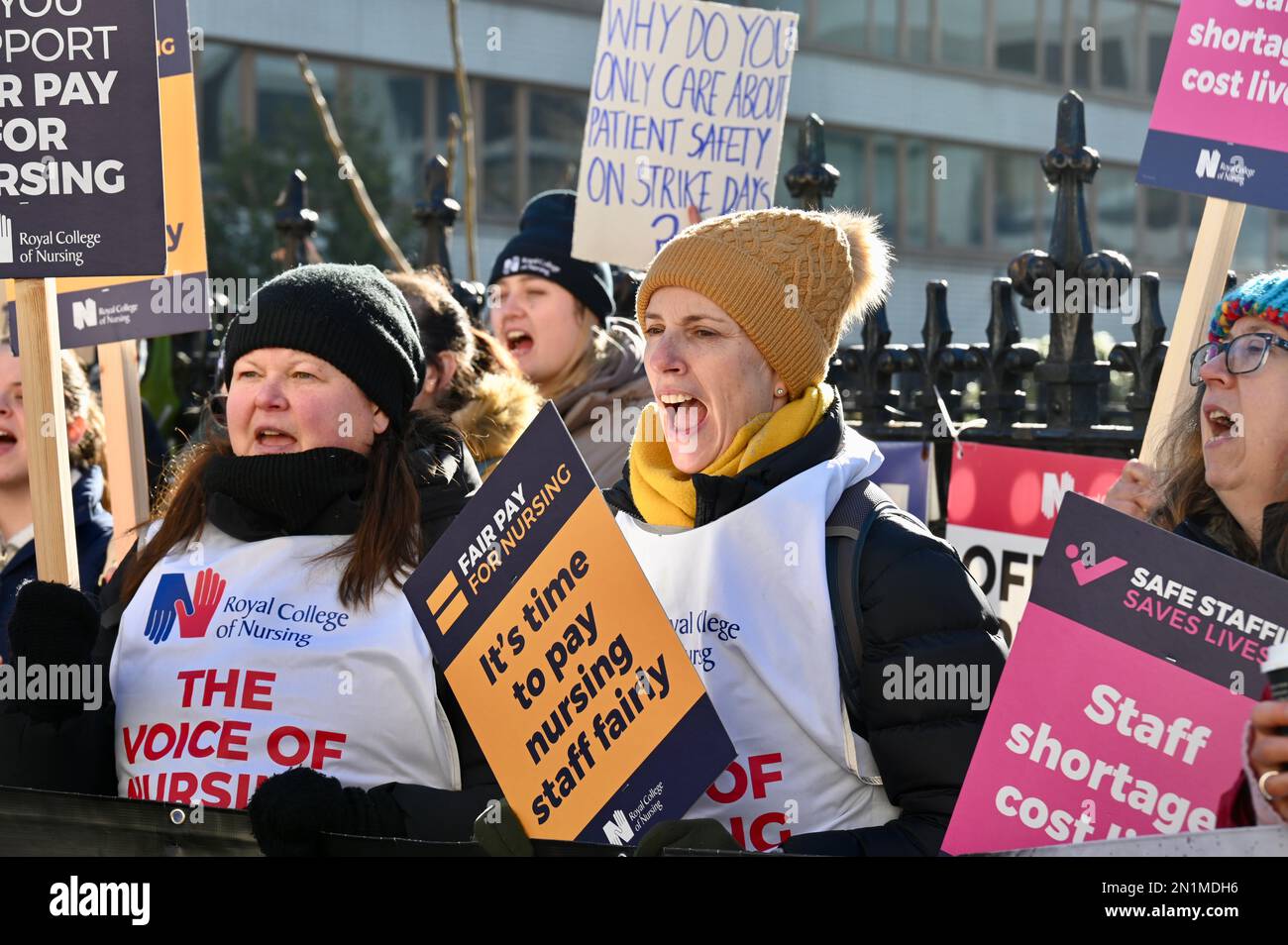 London, UK. 6th February, 2023. RCN Nurses joined the picket line ...
