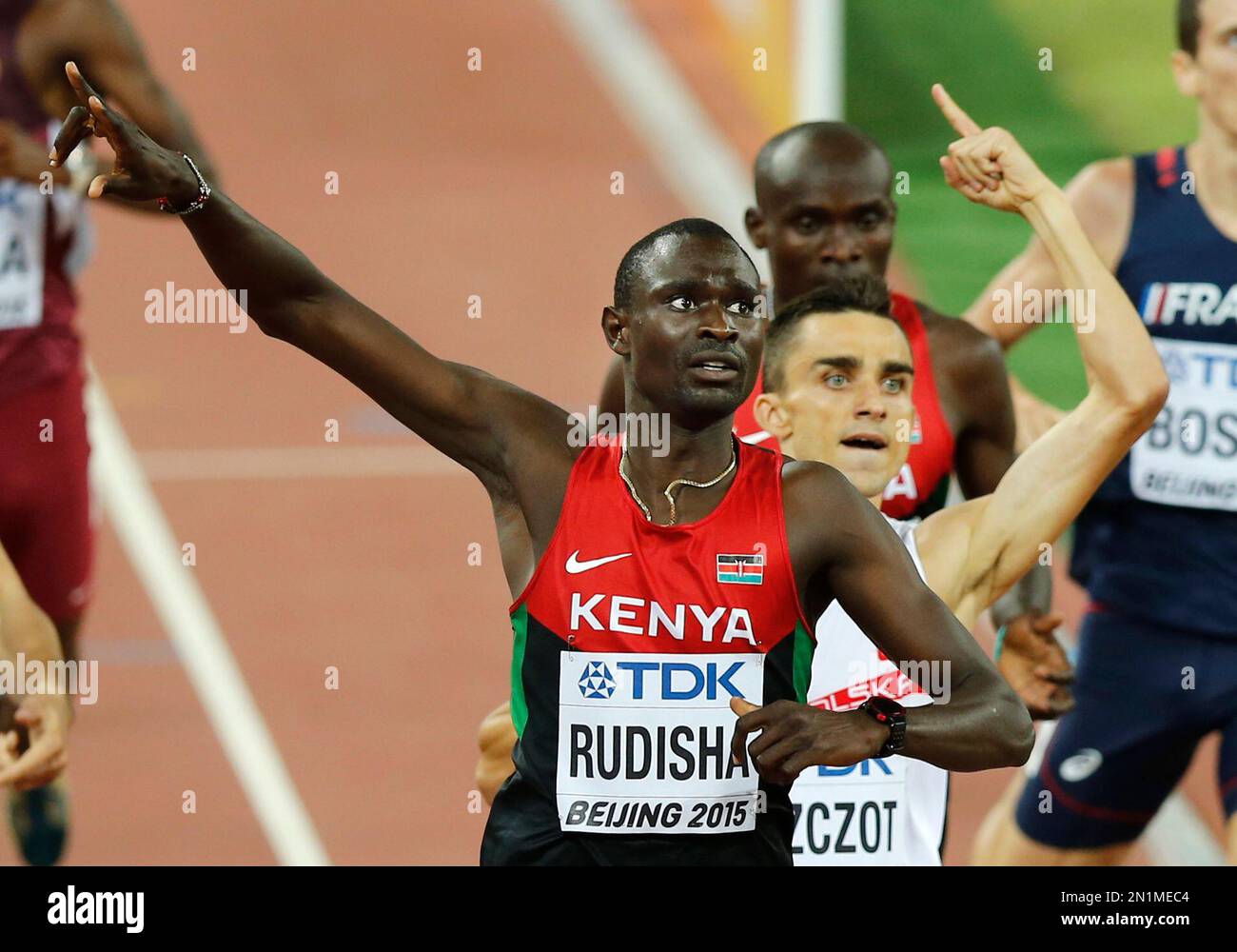 Kenya's David Lekuta Rudisha celebrates after winning the gold medal in ...