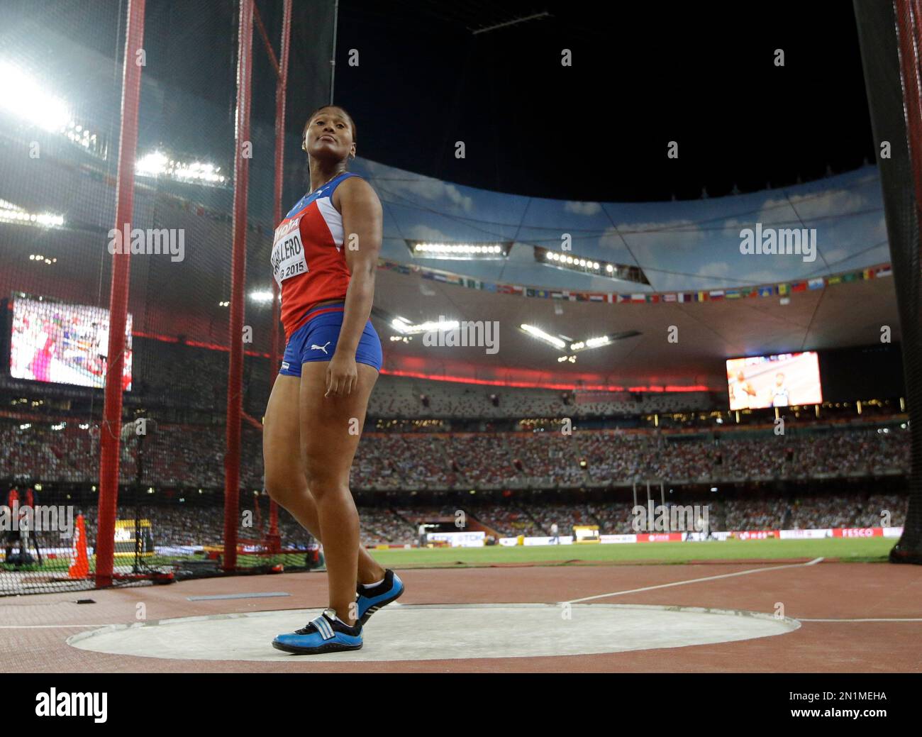 Cuba's Denia Caballero competes during the women's discus throw at the ...