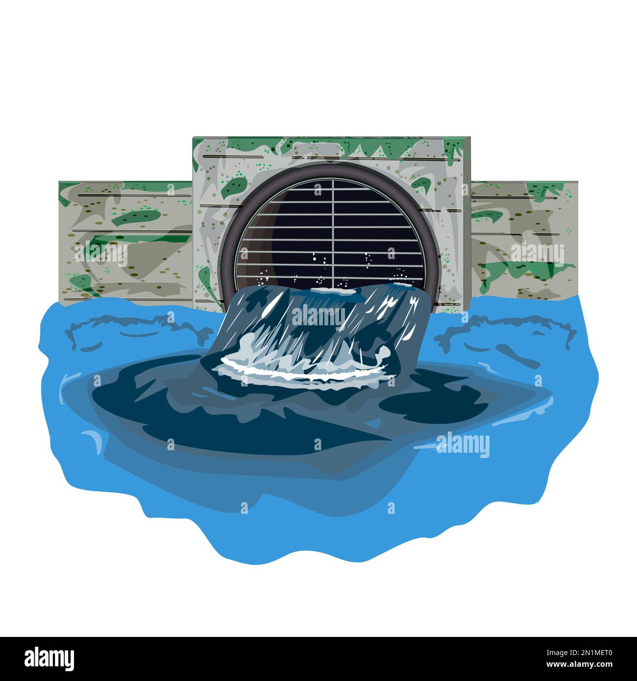 Wastewater and pipe. Dirty water flowing from tube. Ecological disaster, dirty effluents ...