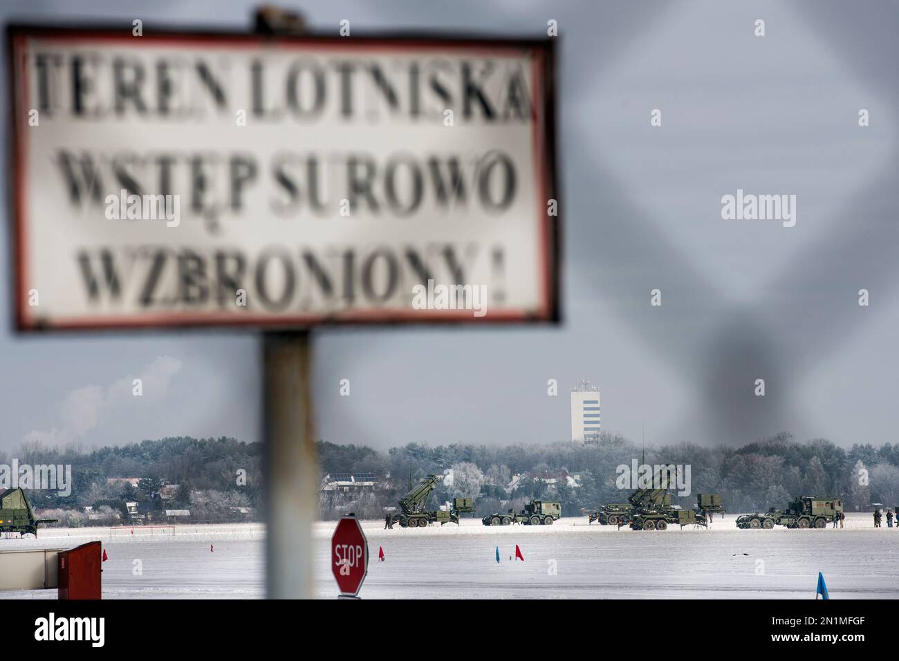 Patriot missile launchers pointing into the sky are seen located at ...