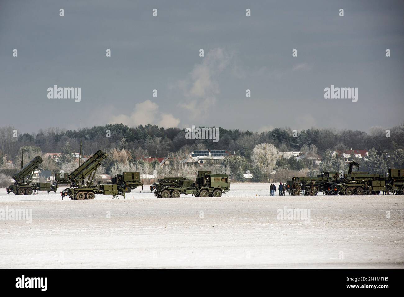 Warsaw, Poland. 06th Feb, 2023. Patriot missile launchers pointing into ...