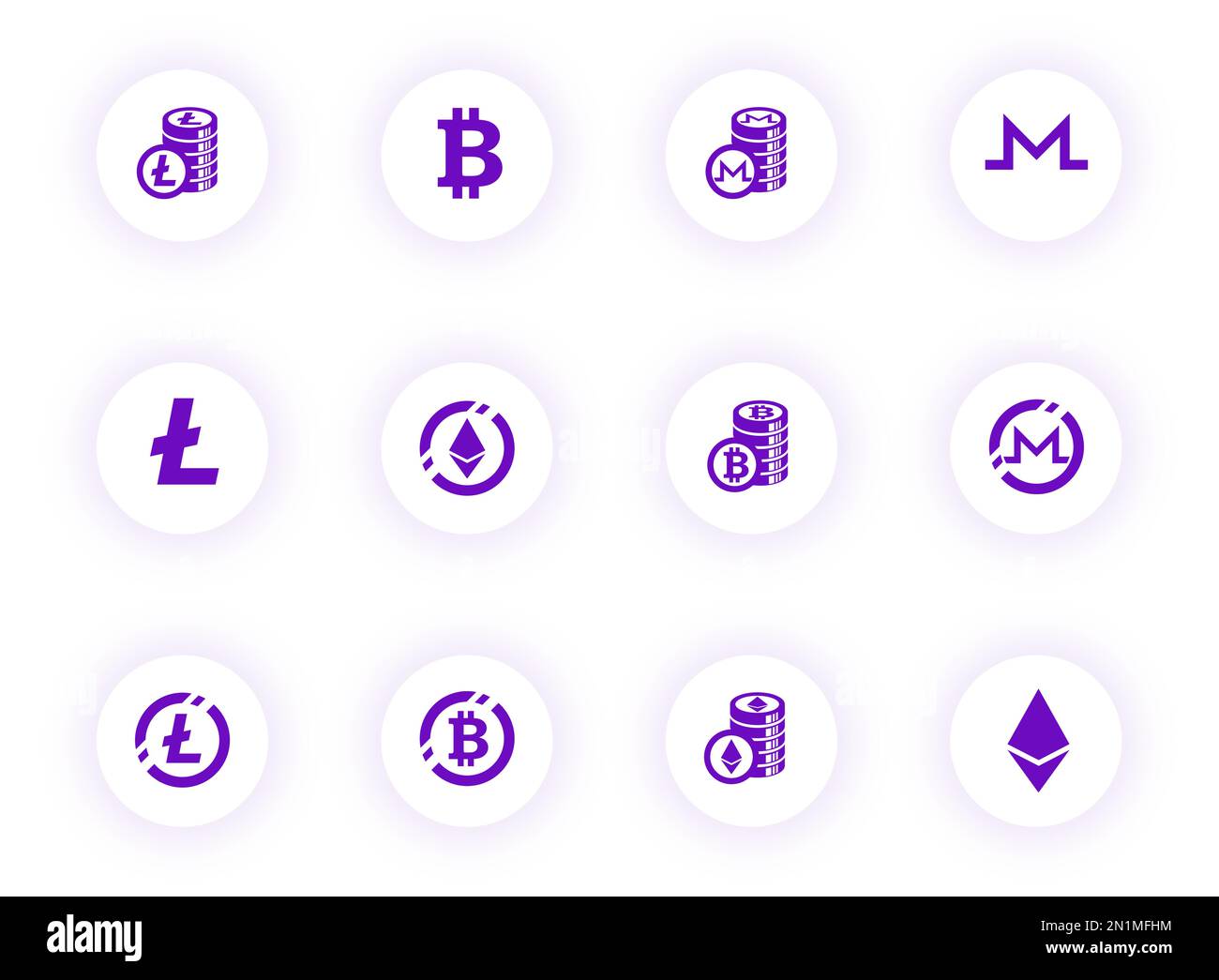 cryptocurrency purple color vector icons Stock Vector Image & Art - Alamy