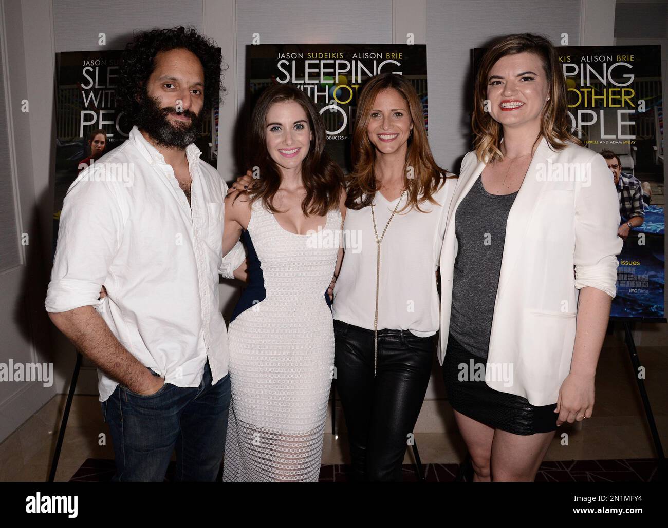 From left to right, actor Jason Mantzoukas, actress Alison Brie ...