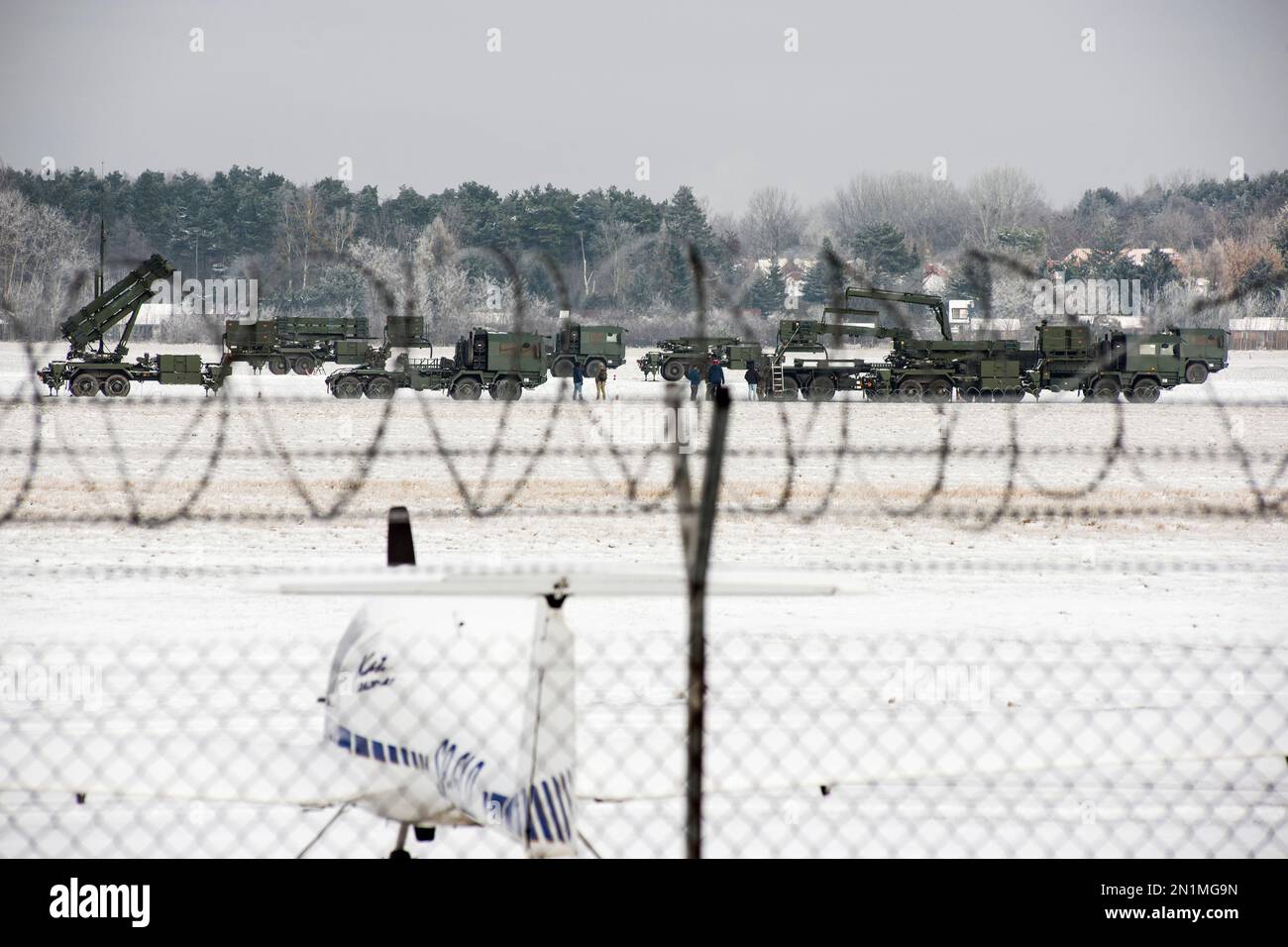 Warsaw, Poland. 06th Feb, 2023. Patriot missile launchers pointing into ...