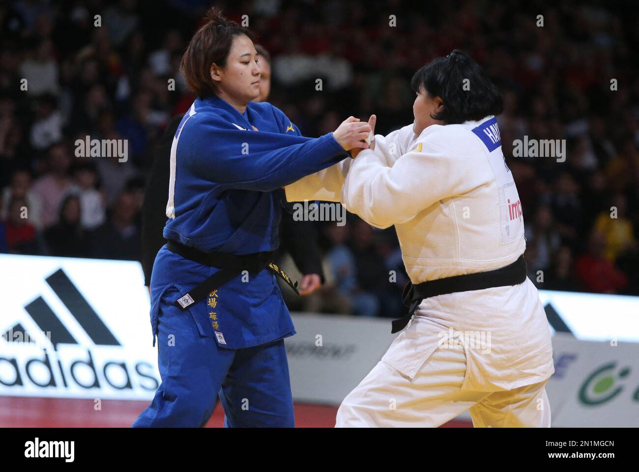 Hayun Kim Korea and Maya Akiba of Japan during the Judo Paris Grand ...