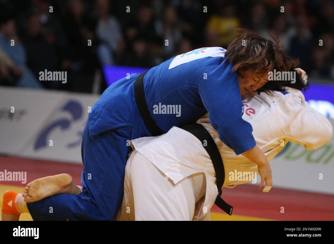 Hayun Kim Korea and Maya Akiba of Japan during the Judo Paris Grand ...