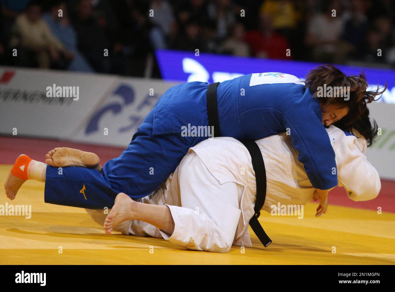 Hayun Kim Korea and Maya Akiba of Japan during the Judo Paris Grand ...