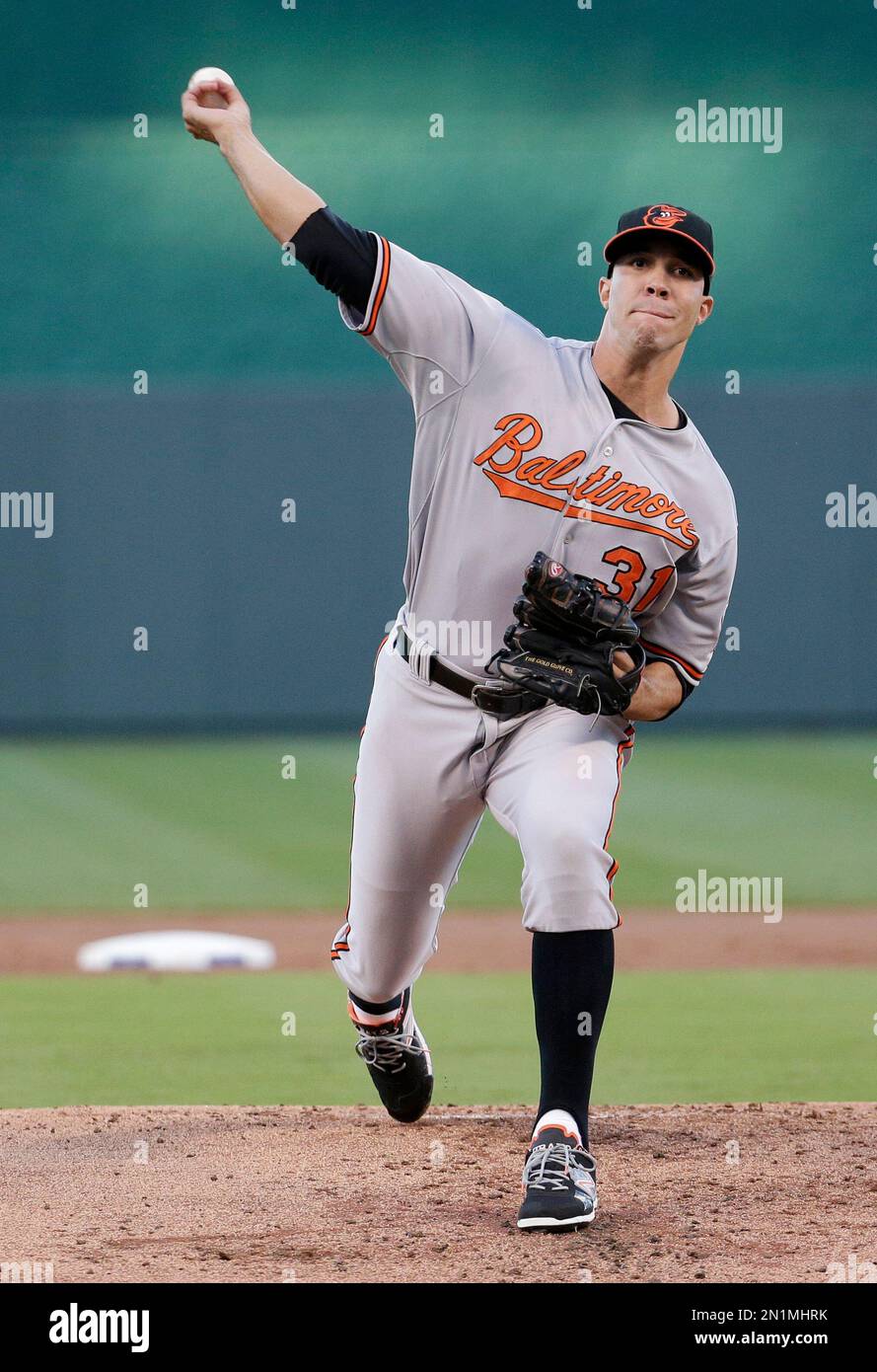 Baltimore Orioles starting pitcher Ubaldo Jimenez throws during the ...