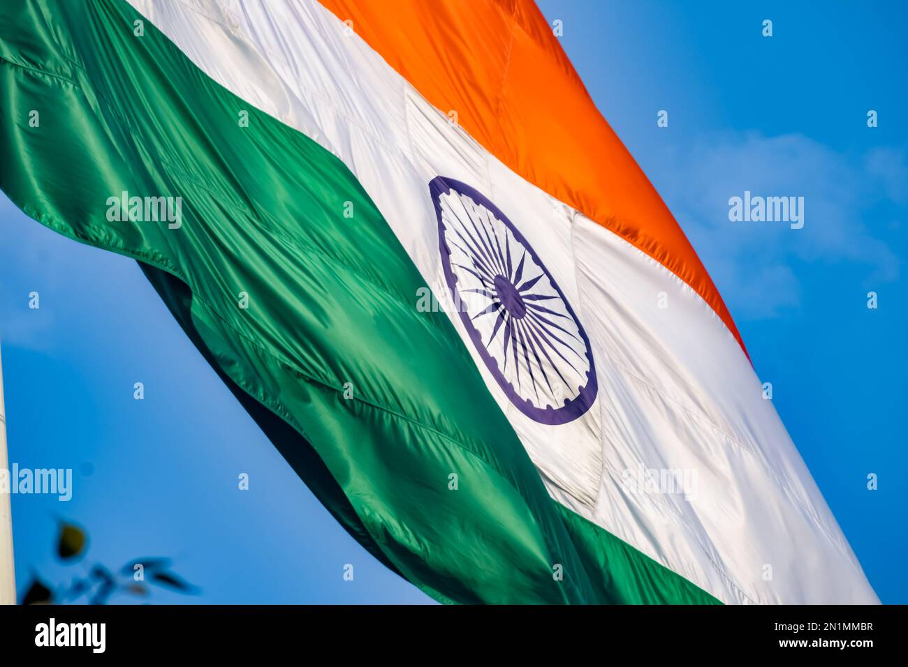India flag flying high at Connaught Place with pride in blue sky, India ...