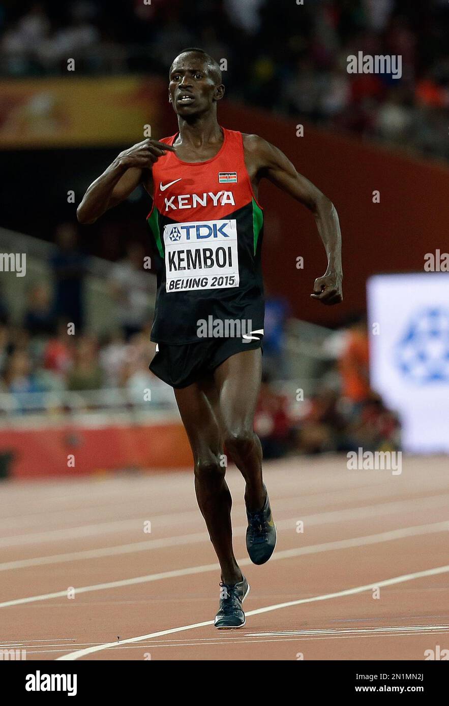 Kenya's Ezekiel Kemboi celebrates after winning the men’s 3000m ...
