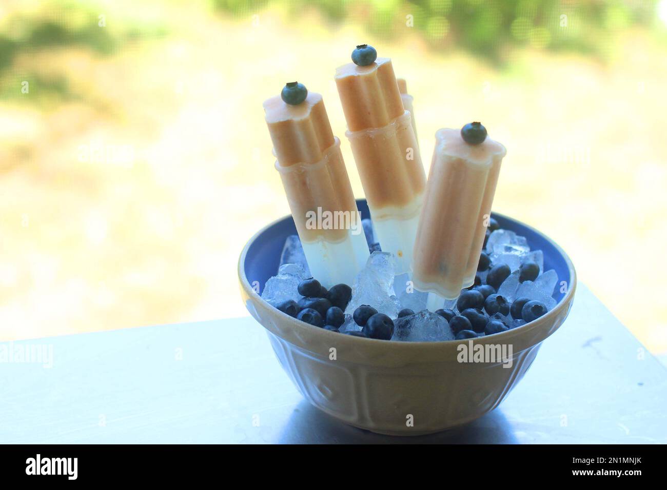 This Aug. 3, 2015 photo shows peach blueberry frozen pops in Concord ...