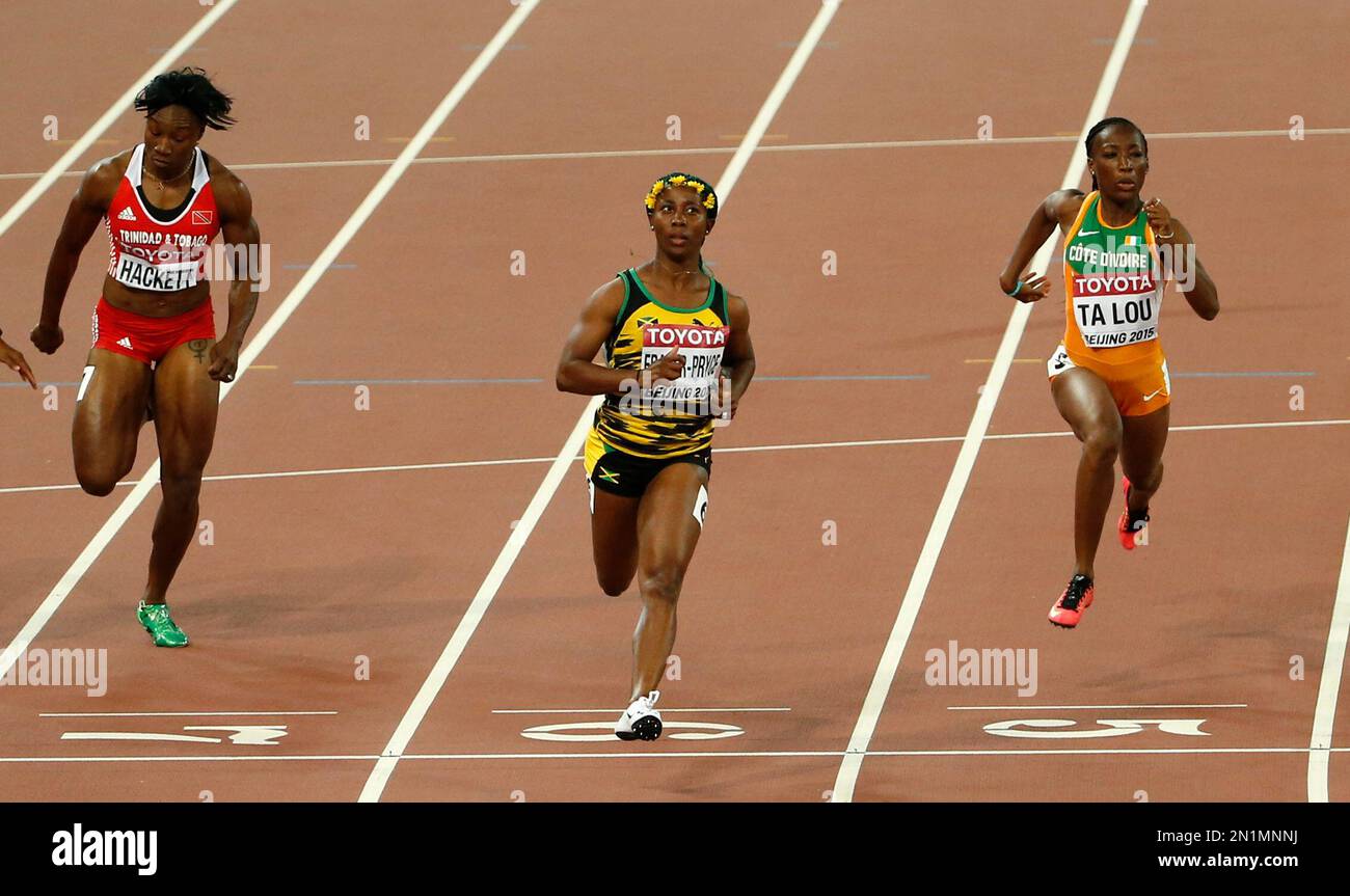 Trinidad and Tobago's Semoy Hackett, Jamaica's Shelly-Ann Fraser-Pryce ...