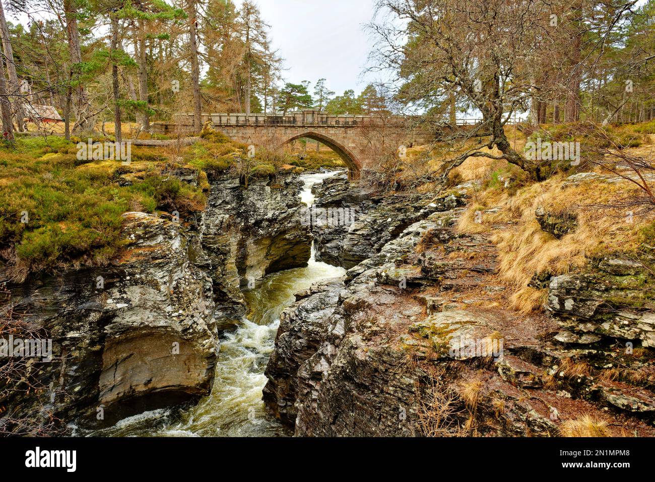Braemar Scotland Linn of Dee Bridge made of pink granite opened by ...