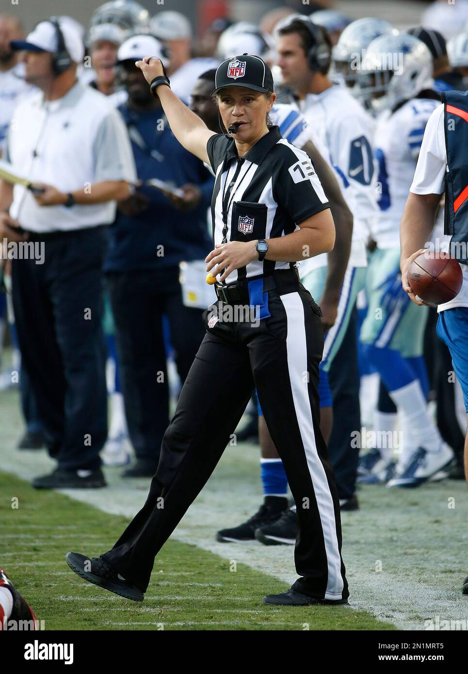 Line judge Catherine Conti during the second half of an NFL preseason ...