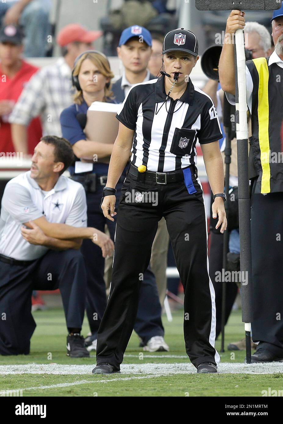 Line judge Catherine Conti during the second half of an NFL preseason ...