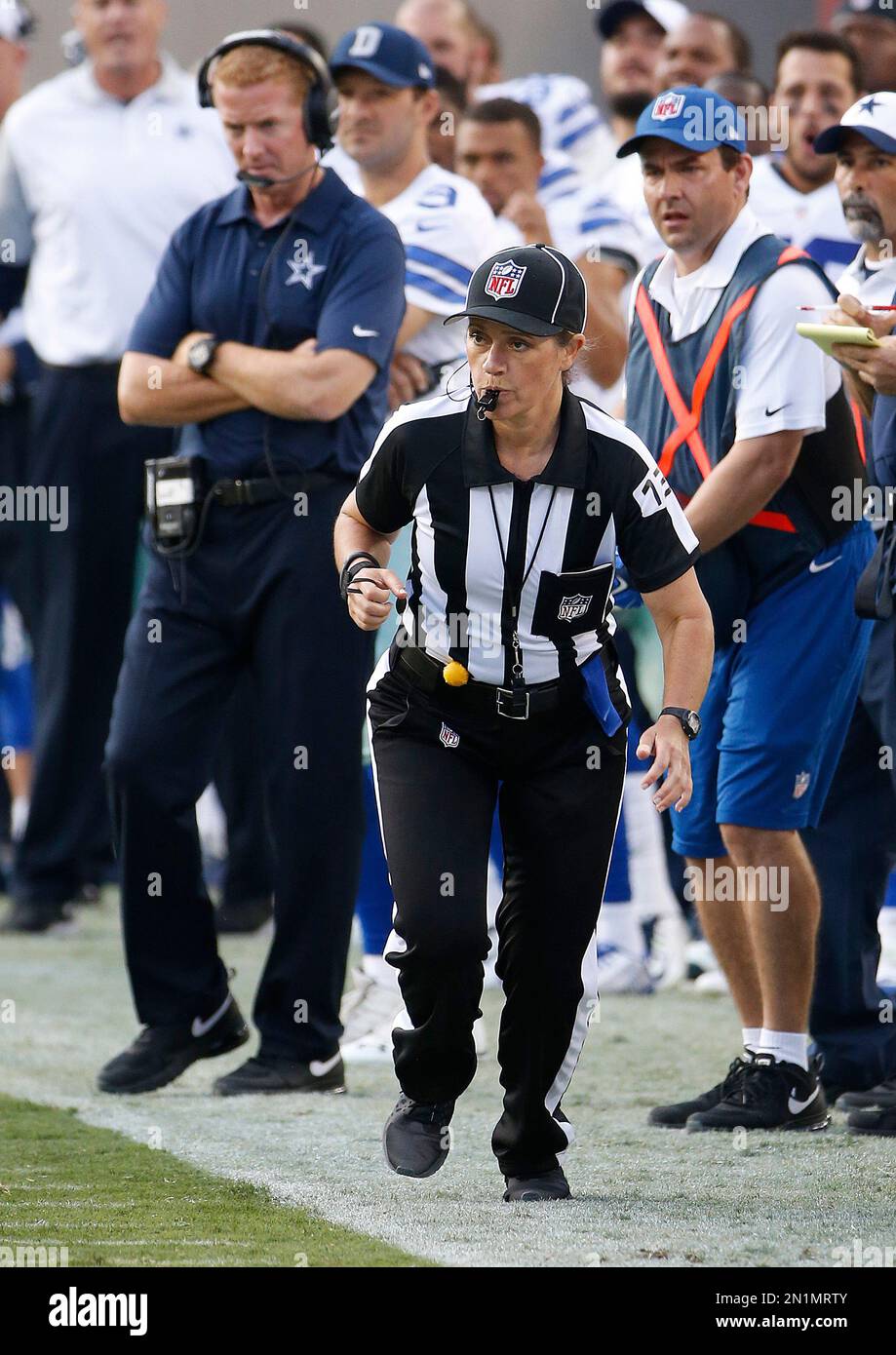Line judge Catherine Conti during the second half of an NFL preseason ...