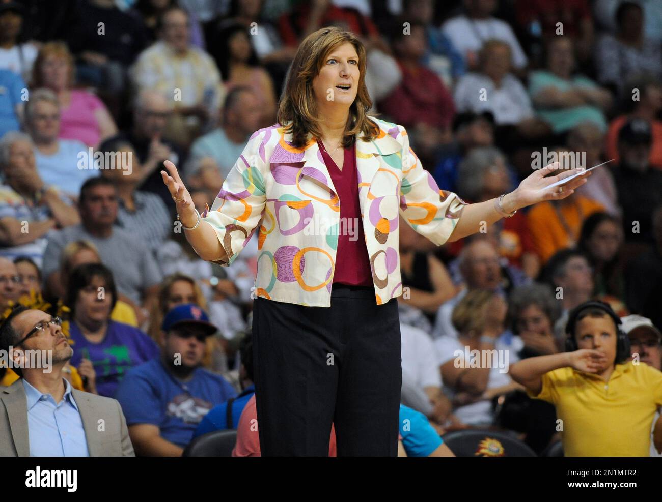 Connecticut Sun coach Anne Donovan reacts during the first half of her ...