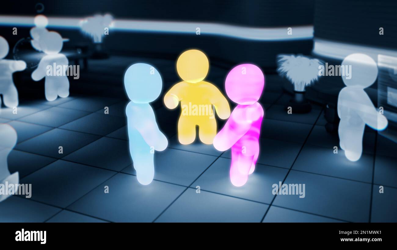 virtual reality mockup with avatars conversationing with each other ...