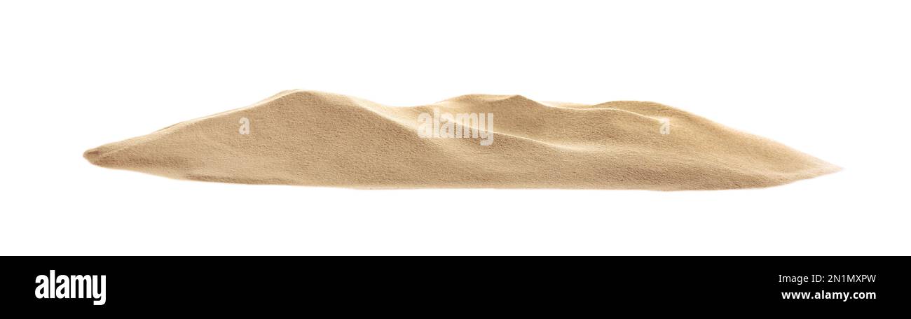 Pile of dry beach sand on white background Stock Photo - Alamy