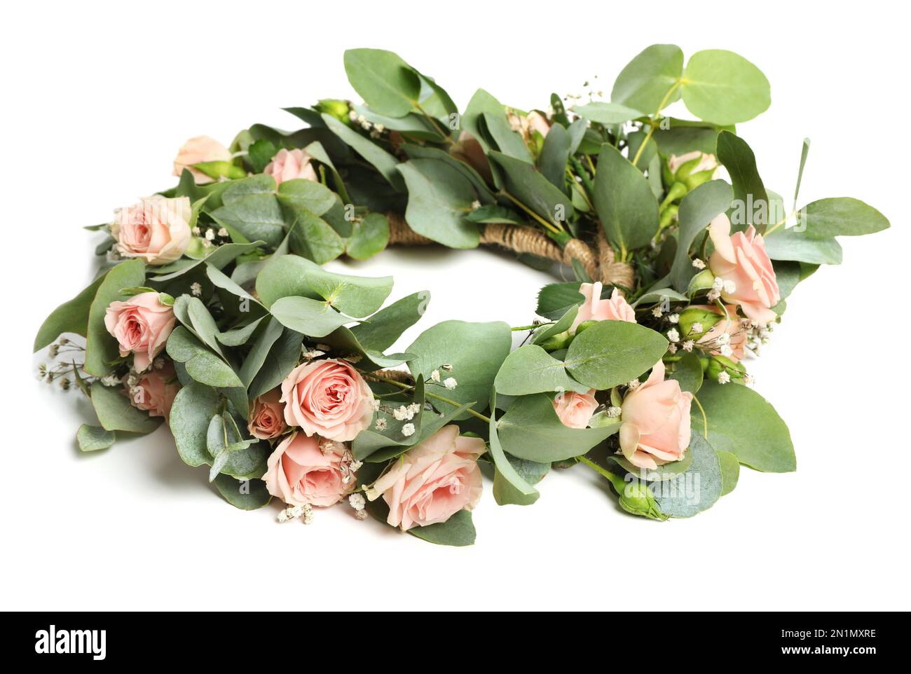 Wreath flowers pink roses Cut Out Stock Images & Pictures - Alamy