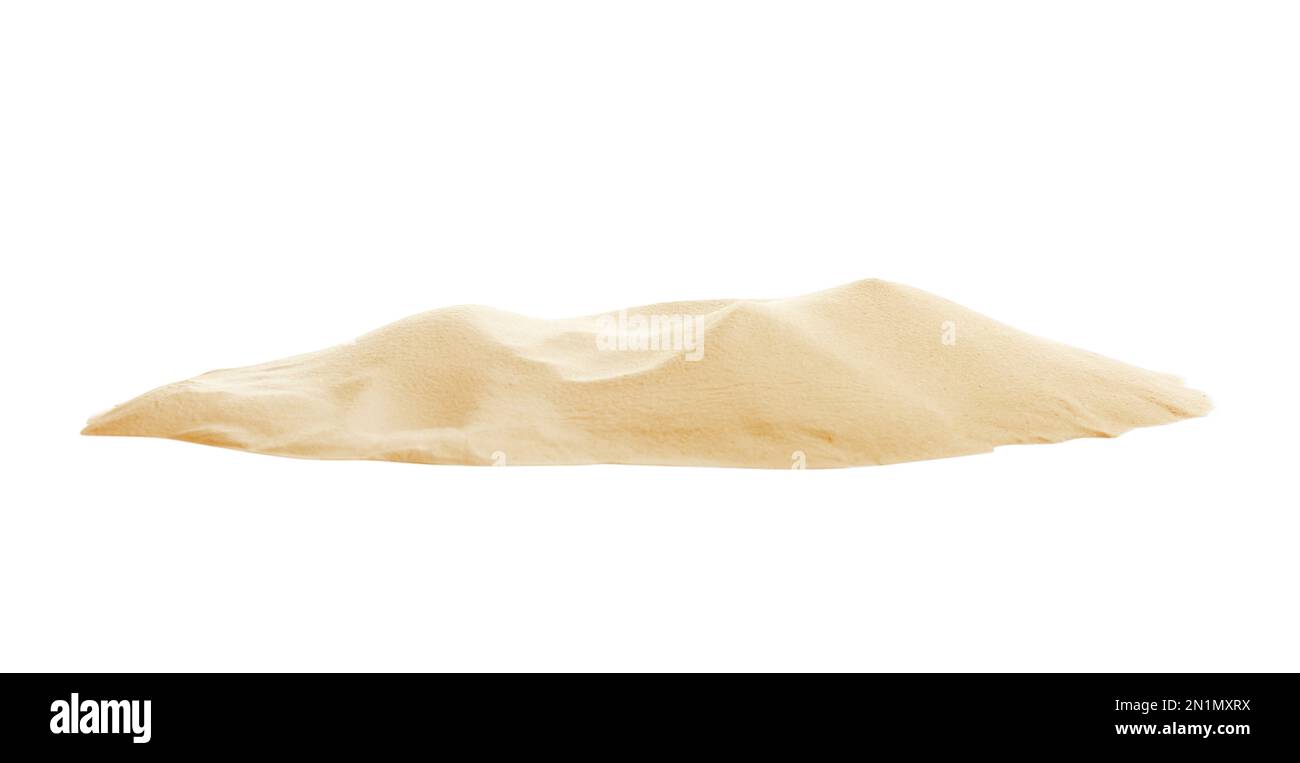 Pile of dry beach sand on white background Stock Photo - Alamy