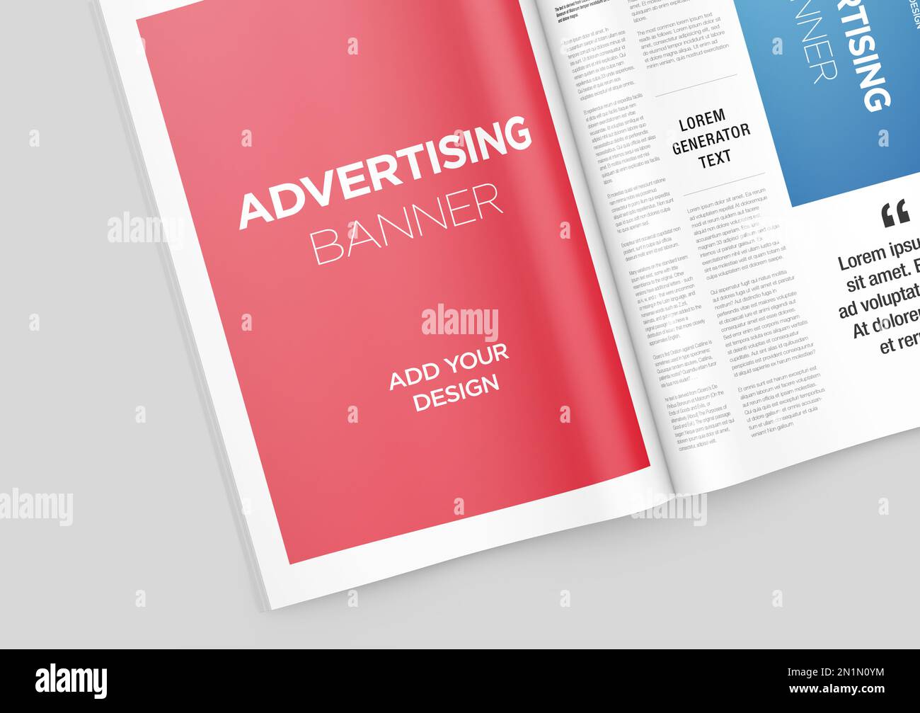 Newspaper Advertising Magazine Brochure Mockup 3D Rendering White ...