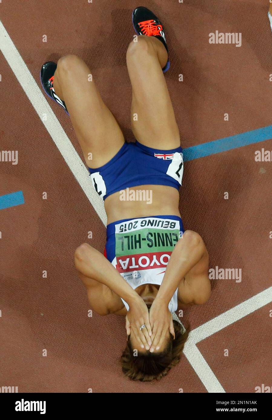 Gold medalist Britain's Jessica Ennis-Hill celebrates after the ...