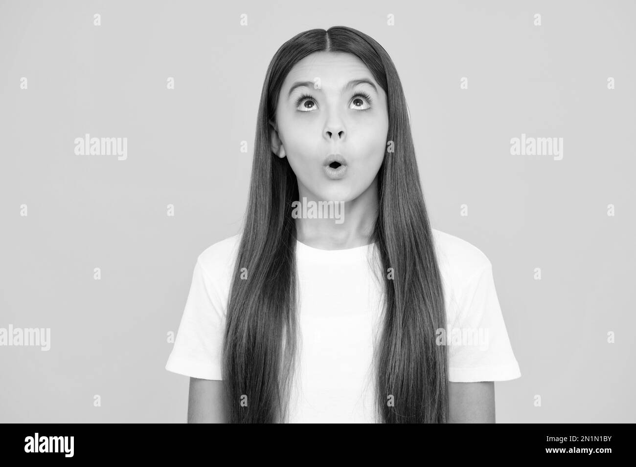 Little kid girl 12,13, 14 years old on isolated background. Children ...