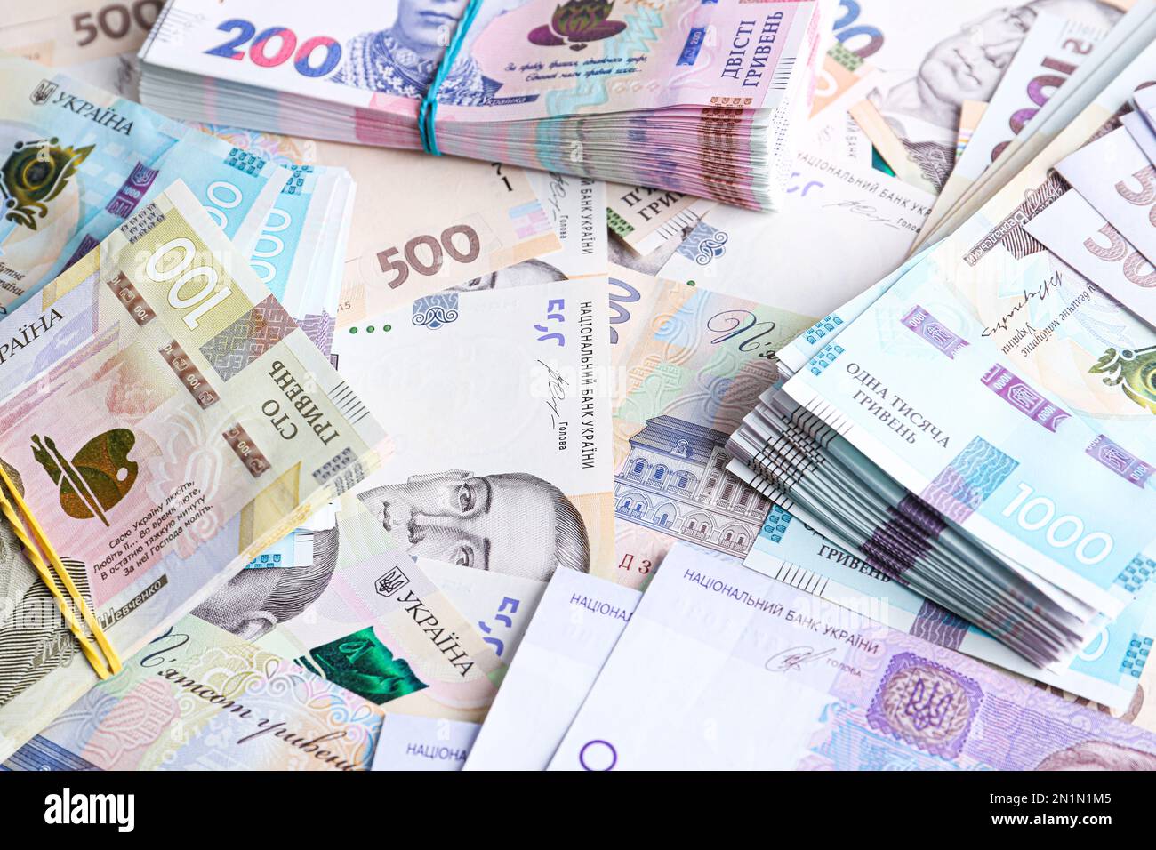 Closeup view of Ukrainian money as background. National currency Stock ...