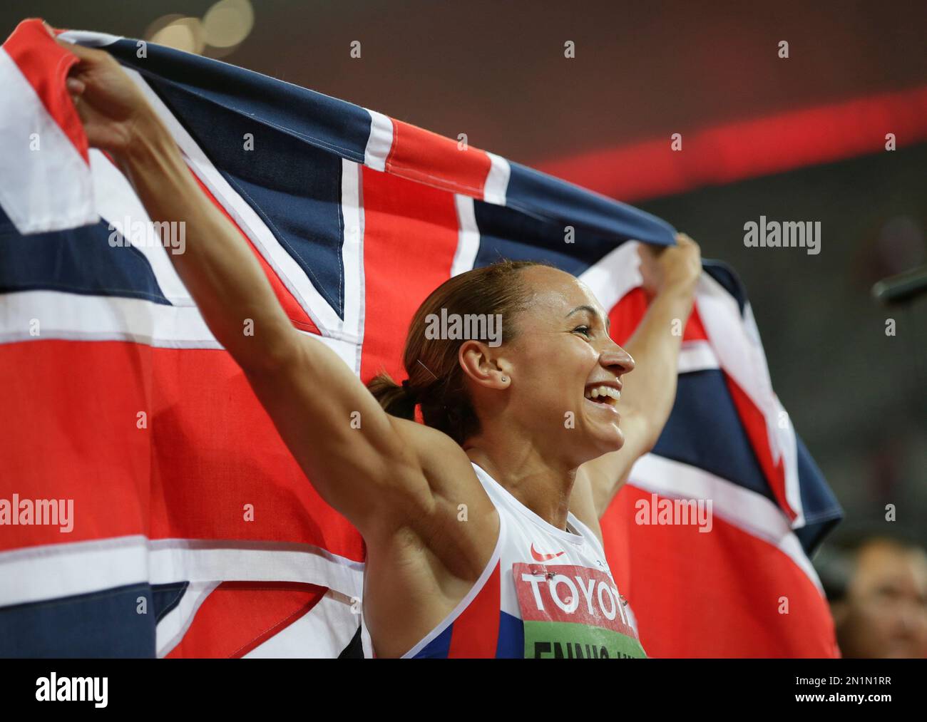 Britain's Jessica Ennis-Hill celebrates after winning the women’s ...